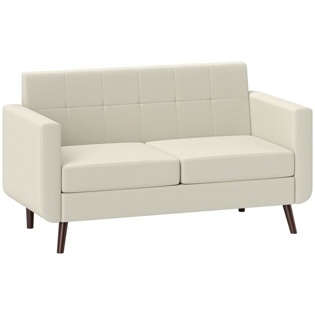 Modern Upholstered Fabric Loveseat Sofa for Living Room, Cream by ...