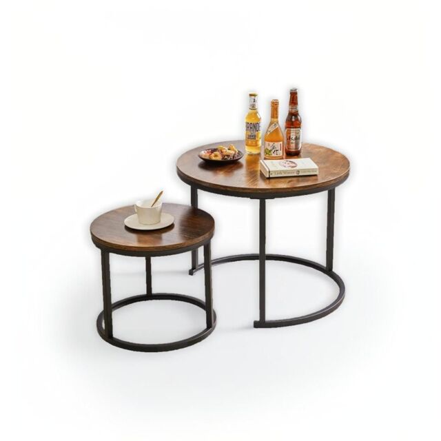 Set of 2 Round Nesting Tables and Removable Stacking Coffee Tables by ...