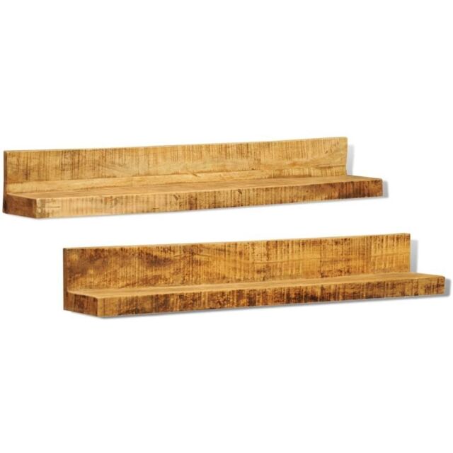 Display Shelf 2 pcs Solid Wood Wall-Mounted by Debenhams | ufurnish.com