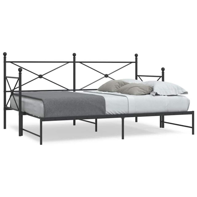 Daybed with Trundle without Mattress Black 90x190 cm Steel by Debenhams ...