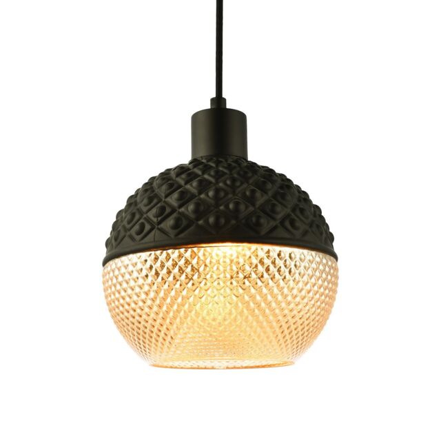 Unique Spherical Pendant Light Shade in Matte Black and Dimpled Golden ...