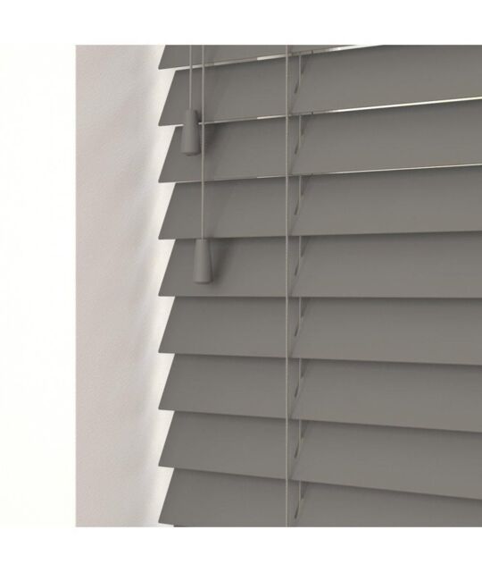 Smooth Finish Faux Wood Venetian Blinds with Strings 120cm Drop Smooth ...