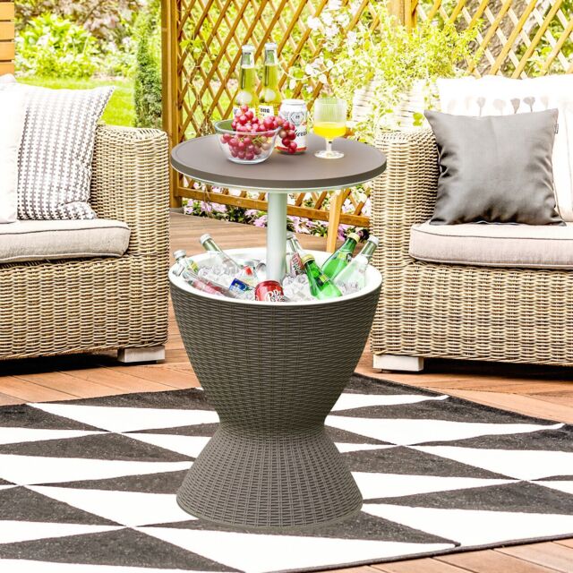 30L Patio Ice Cooler Cool Bar Table With Extendable Tabletop All ...
