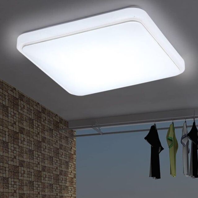 Square LED Ceiling Lamp White with Silver Lines Panel Light by ...