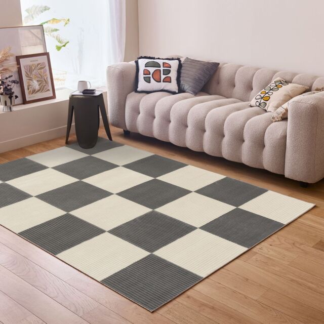 Area Rugs for Living Room Bedroom Kitchen with Modern Checkered Design ...