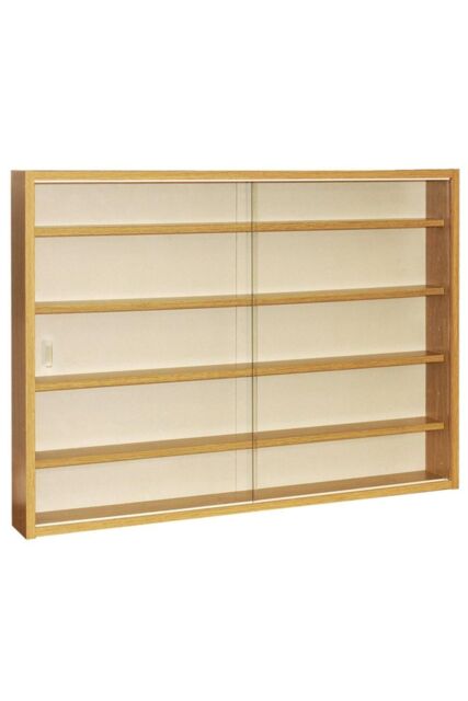 'Reveal' 4 Shelf Glass Wall Collectors Display Cabinet Oak by Debenhams ...