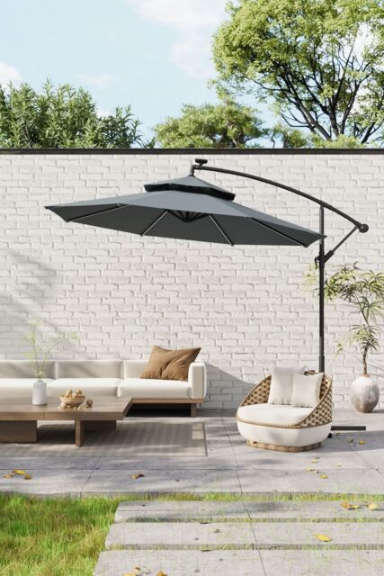 Double-Top Garden Umbrella Parasol with Solar Lights（No Base） by ...