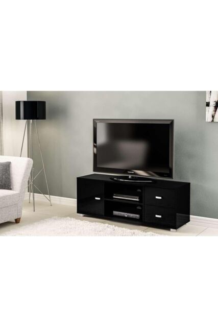 TV Cabinet Black Gloss Birlea Covent Wide Entertainment Unit Stand by ...