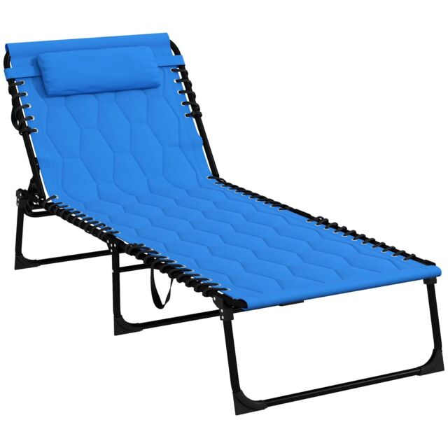 Outsunny Foldable Sun Lounger w/ Reclining Back, Sun Lounger w/ Padded ...