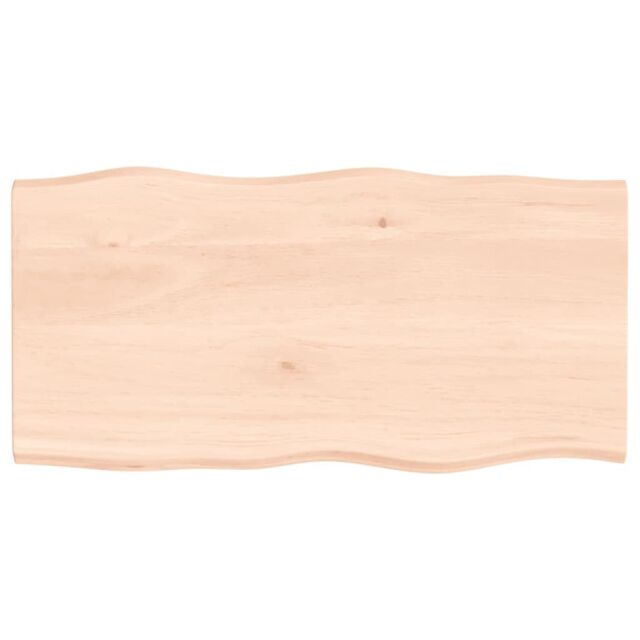 Berkfield Home Table Top 100x50x2 cm Untreated Solid Wood Oak Live Edge ...