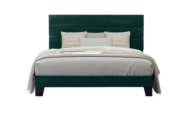 Horizontal Line Bedframe with Plush Velvet Headboard by Debenhams ...