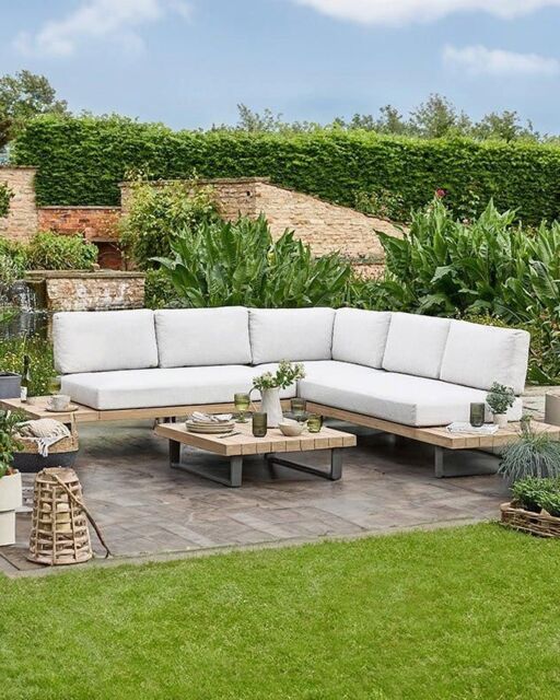 Luxury Five Seater Garden Sofa & Coffee Table Corner Couch Acacia Wood ...