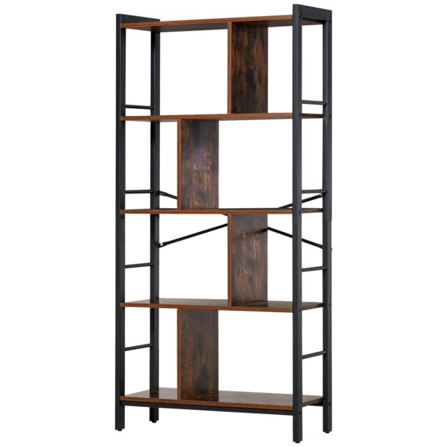 4 Shelf Industrial Style Storage Unit Bookcase with Dividers by ...