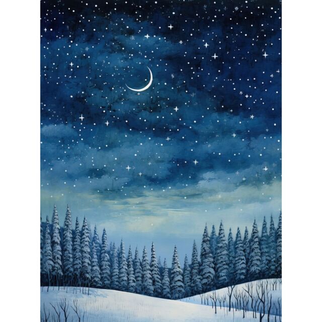 "Artery8 Wall Art Print Clear Sky Starry Night in Forest Covered with ...