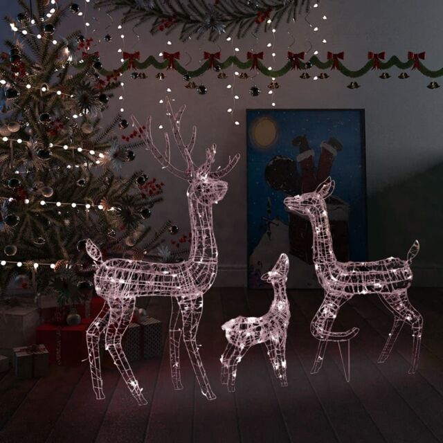 Berkfield Home Acrylic Reindeer Family Christmas Decoration 300 LED ...