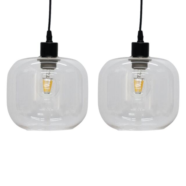 First Choice Lighting Set of 2 Bletch - Clear Glass Easy Fit Pendant ...