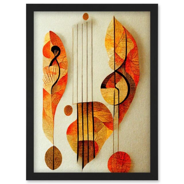Modern Abstract Musical Symbol Clef and Staff in Warm Autumn Colours ...