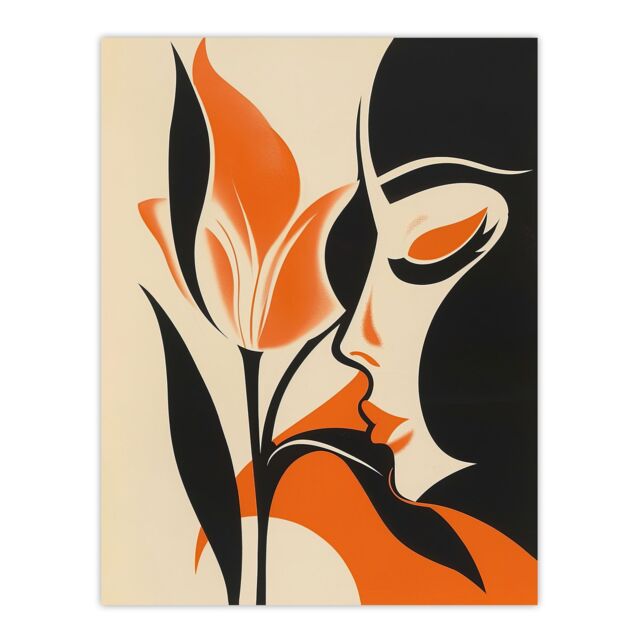 "Artery8 Bold Minimal Lady Kissing Rose Flower Artwork Wall Art Print ...