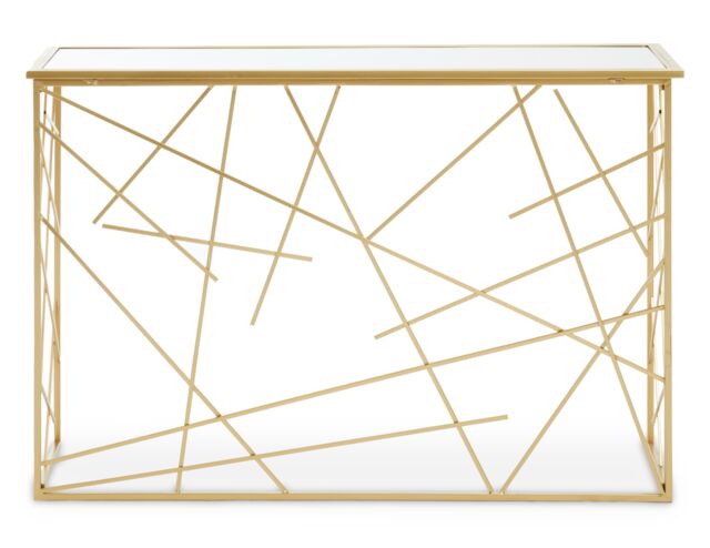 Orsina Sleek Gold Finish Console Table With Mirror Top, Contemporary ...