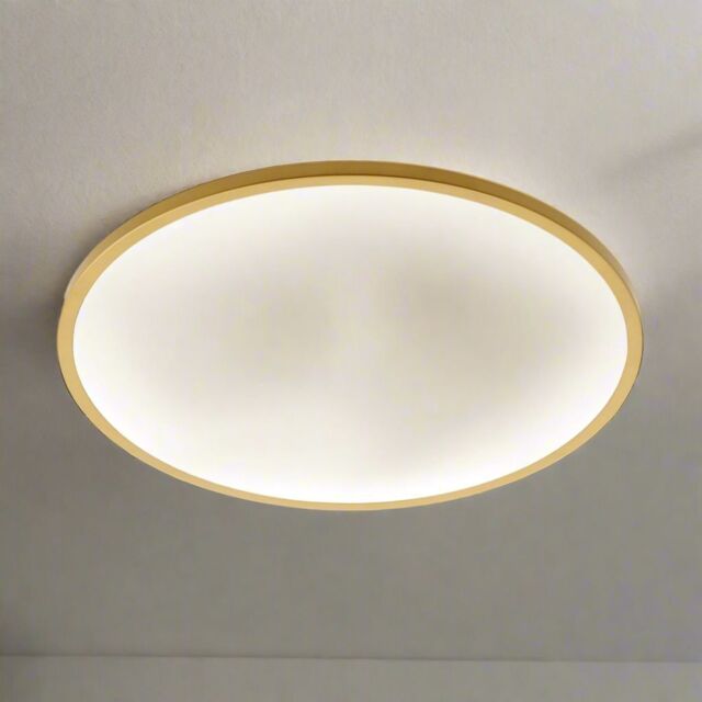 Tula Gold Trim LED Surface Mount Ceiling Light Bulkhead IP44 White Opal ...