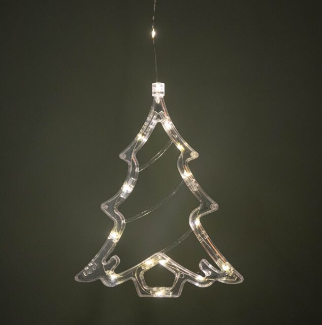 20cm Battery Operated Light up Christmas Tree Window Decoration with ...