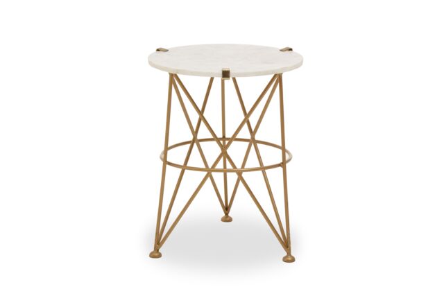 Stylish Angular Accent Table, Gold Finish Round Table, Bedside Table ...