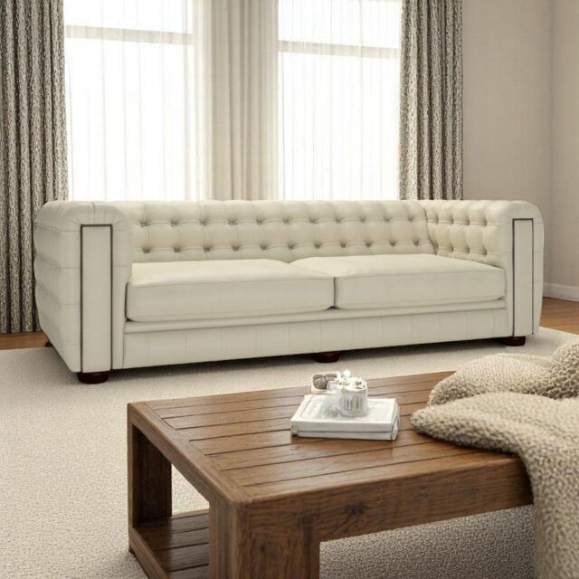 Westminster Vogue Leather 4 Seater Sofa - Vele Brilliant White by Debenhams | ufurnish.com