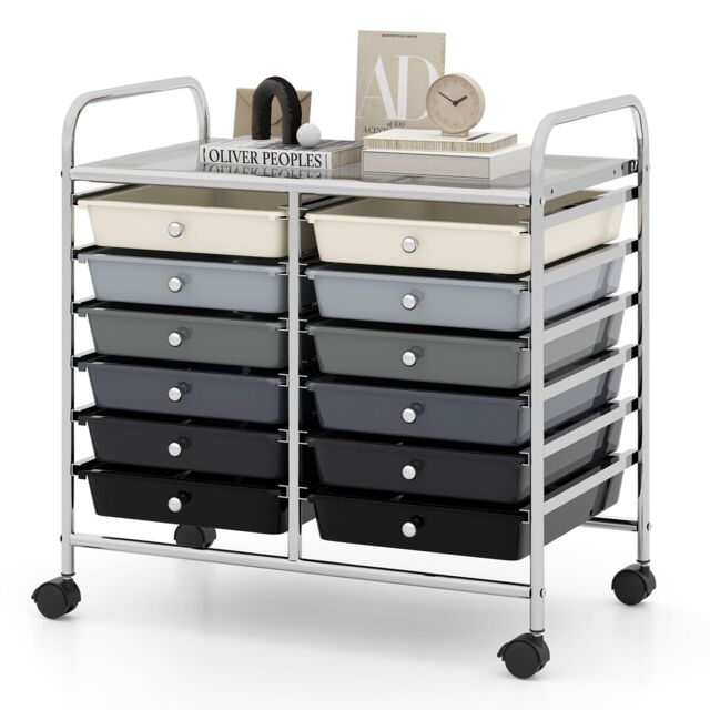 Costway 12 Drawers Multi-Purpose Utility Cart Storage Rolling Cart in ...