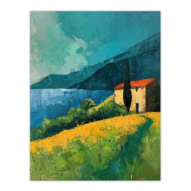 "Artery8 Farmhouse Lake District Oil Painting Summer Calm Wall Art ...