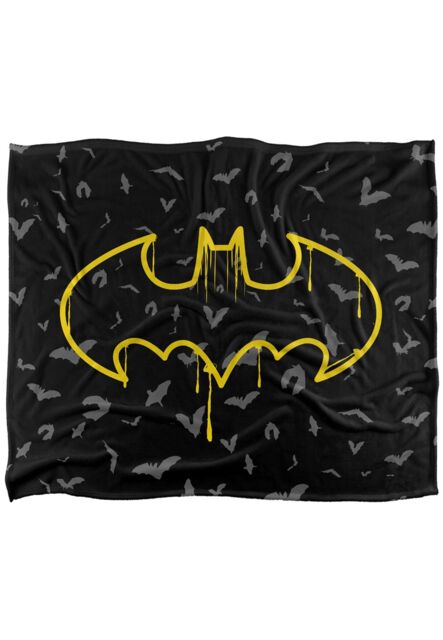DC Comics Batman Drip Symbol Blanket 152 x 127 cm in White by Debenhams ...