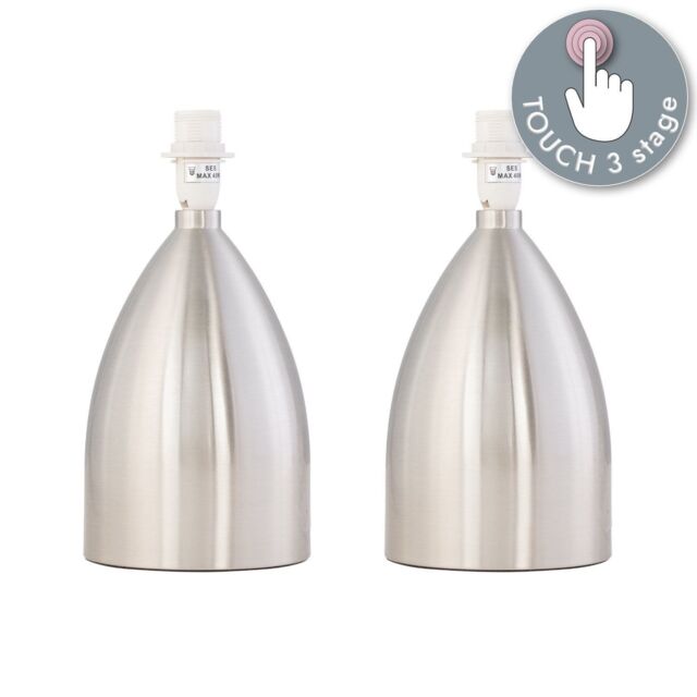 Set of 2 Valetina - Brushed Chrome Touch Operated Lamp Bases by ...