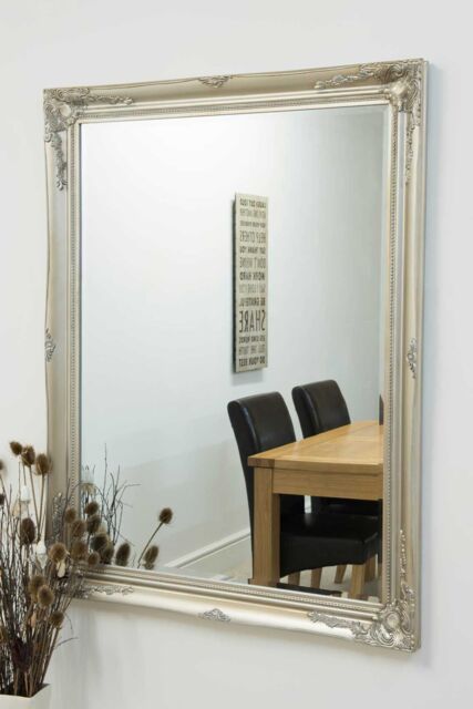 MirrorOutlet Buxton Silver Large Leaner Mirror 140 x 109 CM - Size: 1 ...