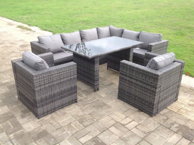 Outdoor Lounge Rattan Corner Sofa Set Garden Furniture Rectangular ...