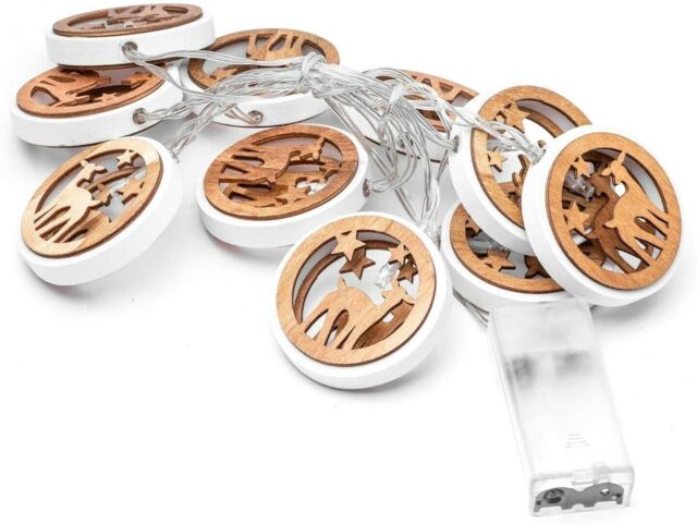 10 LED Christmas Lights with Wooden Reindeer String Lights by Debenhams ...