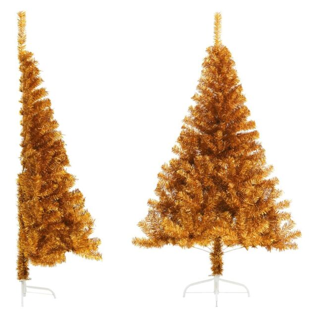 Artificial Half Christmas Tree with Stand Gold 180 cm PET by Debenhams ...