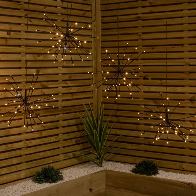 Samuel Alexander Set of 4 45cm Brown Sparkle Ball Light with 200 Warm ...