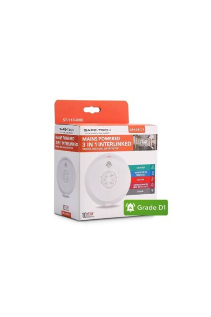 Main-Powered 3 in 1 Multi Sensor Interlinked Fire Alarm, Smoke, Heat ...