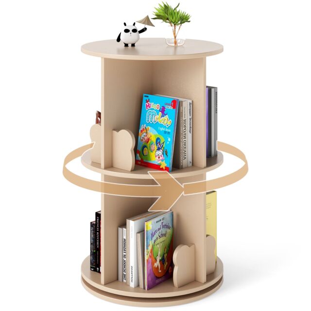 Costway 360° Revolving Display Storage Rack Kids Rotating Bookshelf in ...