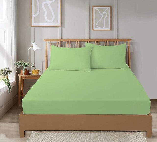 Super Soft Plain Dye Fitted Sheet in Emerald Green - Double by Debenhams | ufurnish.com
