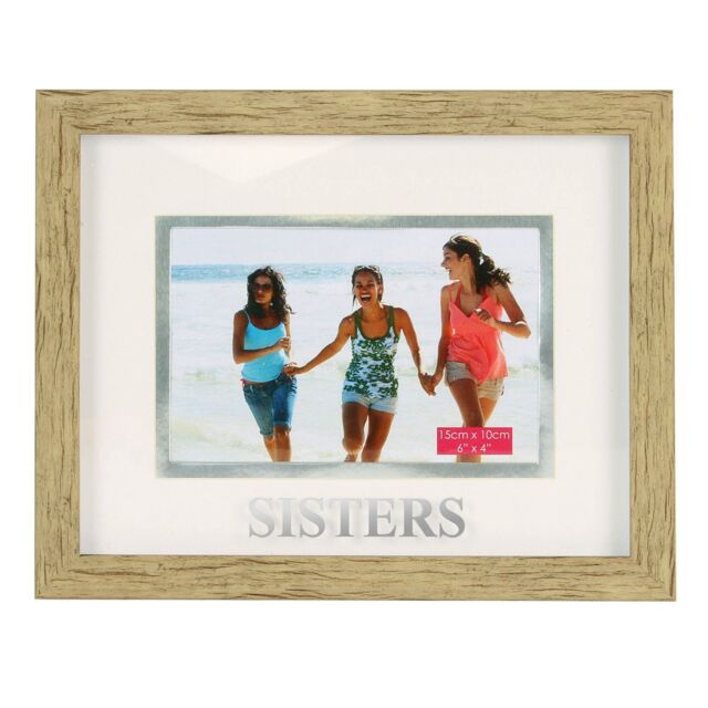 Beautiful Sisters 4x6 Picture Frame in Oak Wood Effect with Silver Foil ...