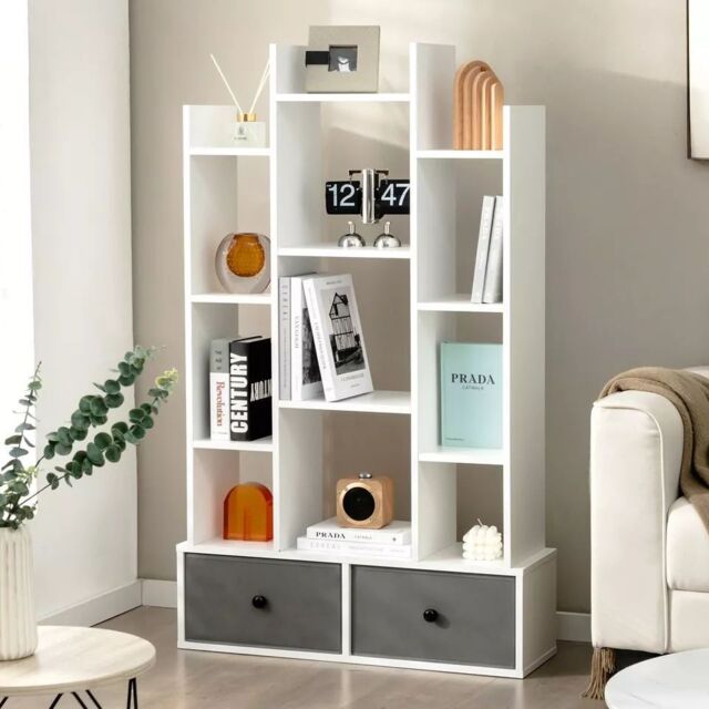White Tall Multi Level Bookcase by Debenhams | ufurnish.com