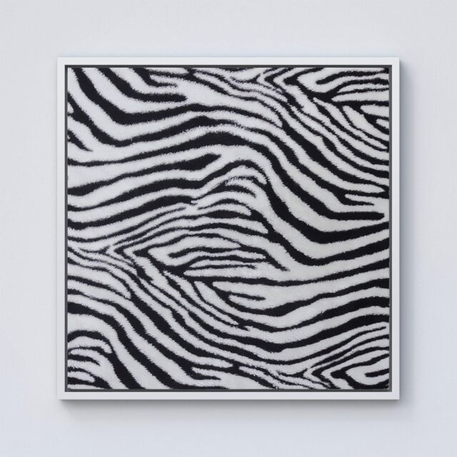 Warren Reed - Designer Zebra Texture Pattern Framed Canvas in Off-White ...