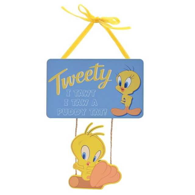 Looney Tunes Tweety Pie MDF Plaque With Swinging Tweety - 15cm by ...