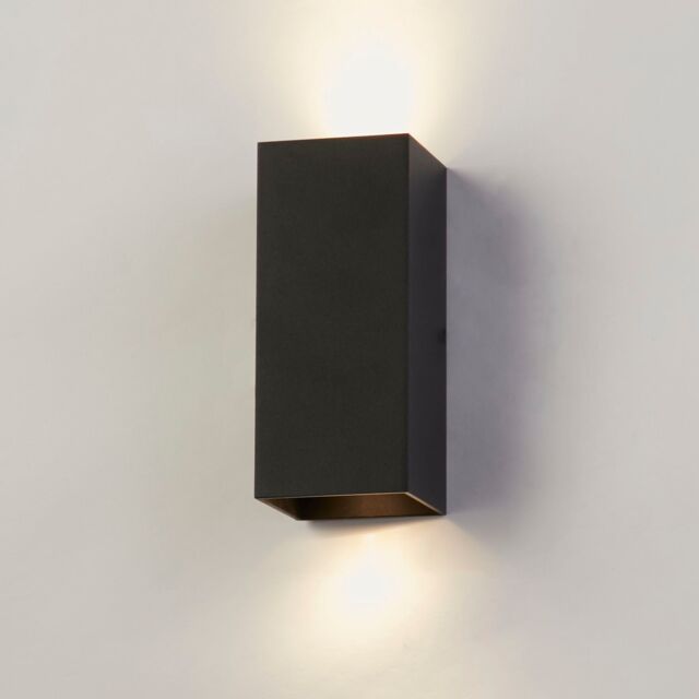 Lighting Collection London Square Up & Down Wall Light in Black by ...