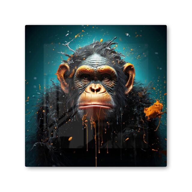 Monkey Face Splashart Blue HD Metal Print by Debenhams | ufurnish.com