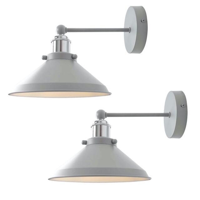 Set of 2 Maxwell - Flint Grey Chrome Wall Lights by Debenhams ...