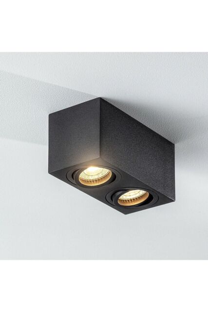 'Sasha' Black Twin Rectangular Ceiling Spotlight by Debenhams | ufurnish.com