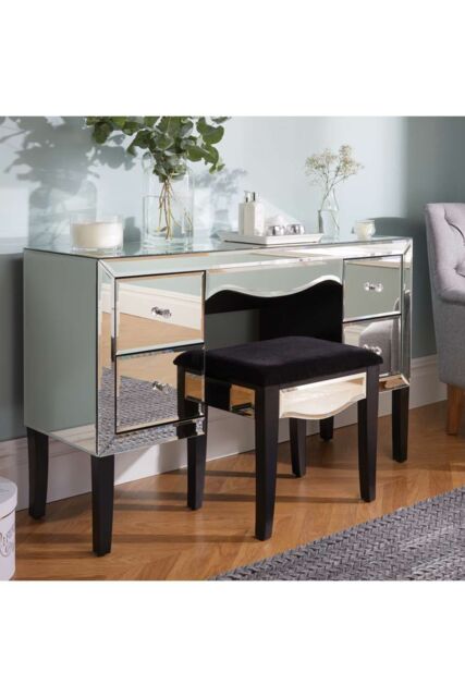 Birlea Palermo 4 Drawer Dressing Table Mirrored in Silver by Debenhams ...