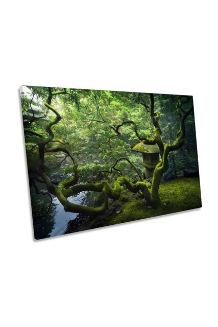 "CanvasGeeks Japan Green Tree Zen Garden Canvas Wall Art Picture Print ...