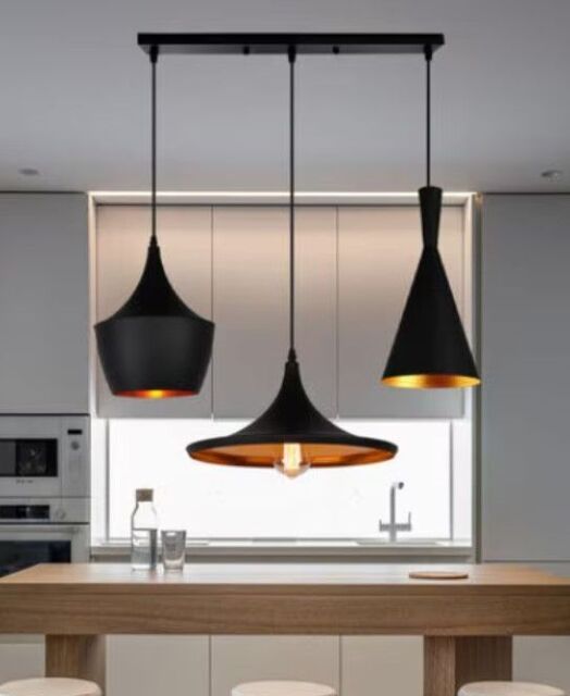 Pendant Light Black 3 x E27 Lighting Height Adjustable Modern by ...